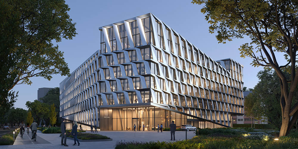 01_ONE-PLAZA_Duesseldorf_green-building-triangle_HPP Architects, MOMENI ...